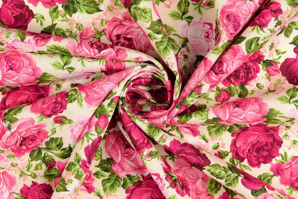 Baumwollstoff - Meer aus Rosen - Weiß | Stoffe online kaufen stoffmeile.de