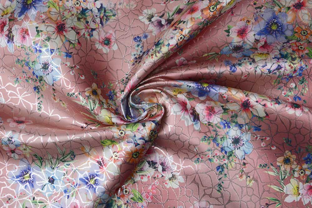 Brokatstoff - Asia Flowers - Altrosa | Stoffe online kaufen stoffmeile.de